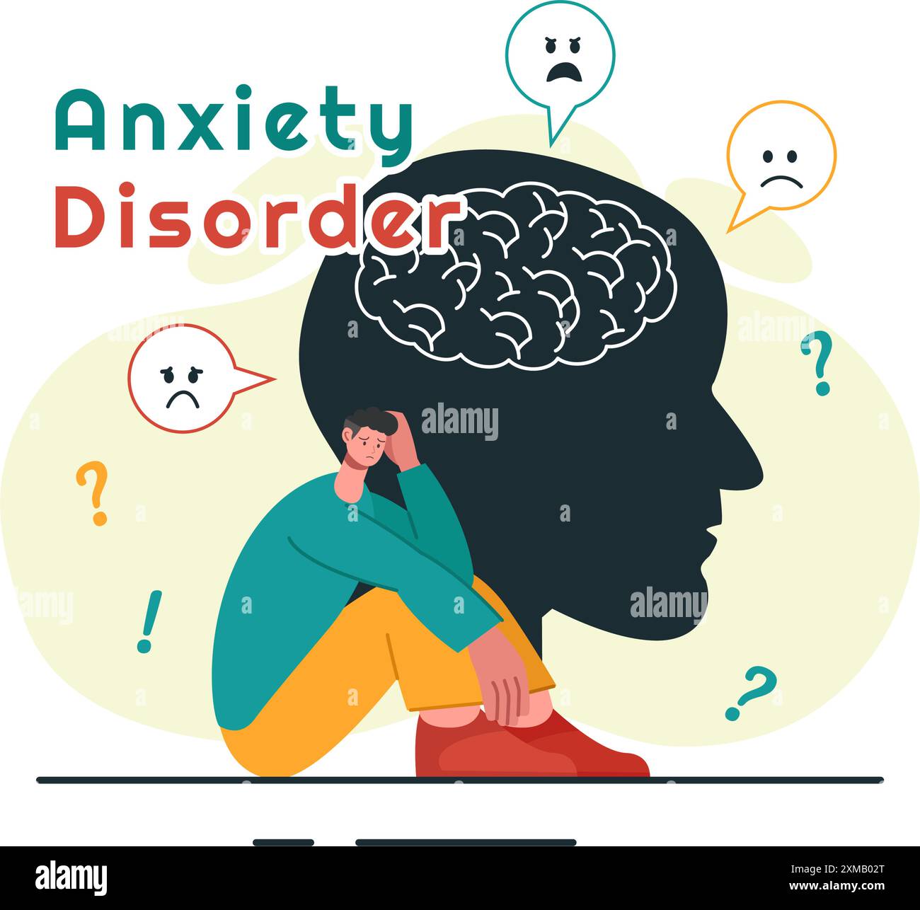 Vector Illustration of Anxiety Disorder Featuring a Frustrated Person ...