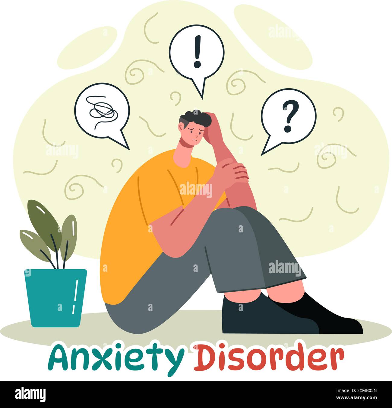 Vector Illustration of Anxiety Disorder Featuring a Frustrated Person, Nervousness, and ...