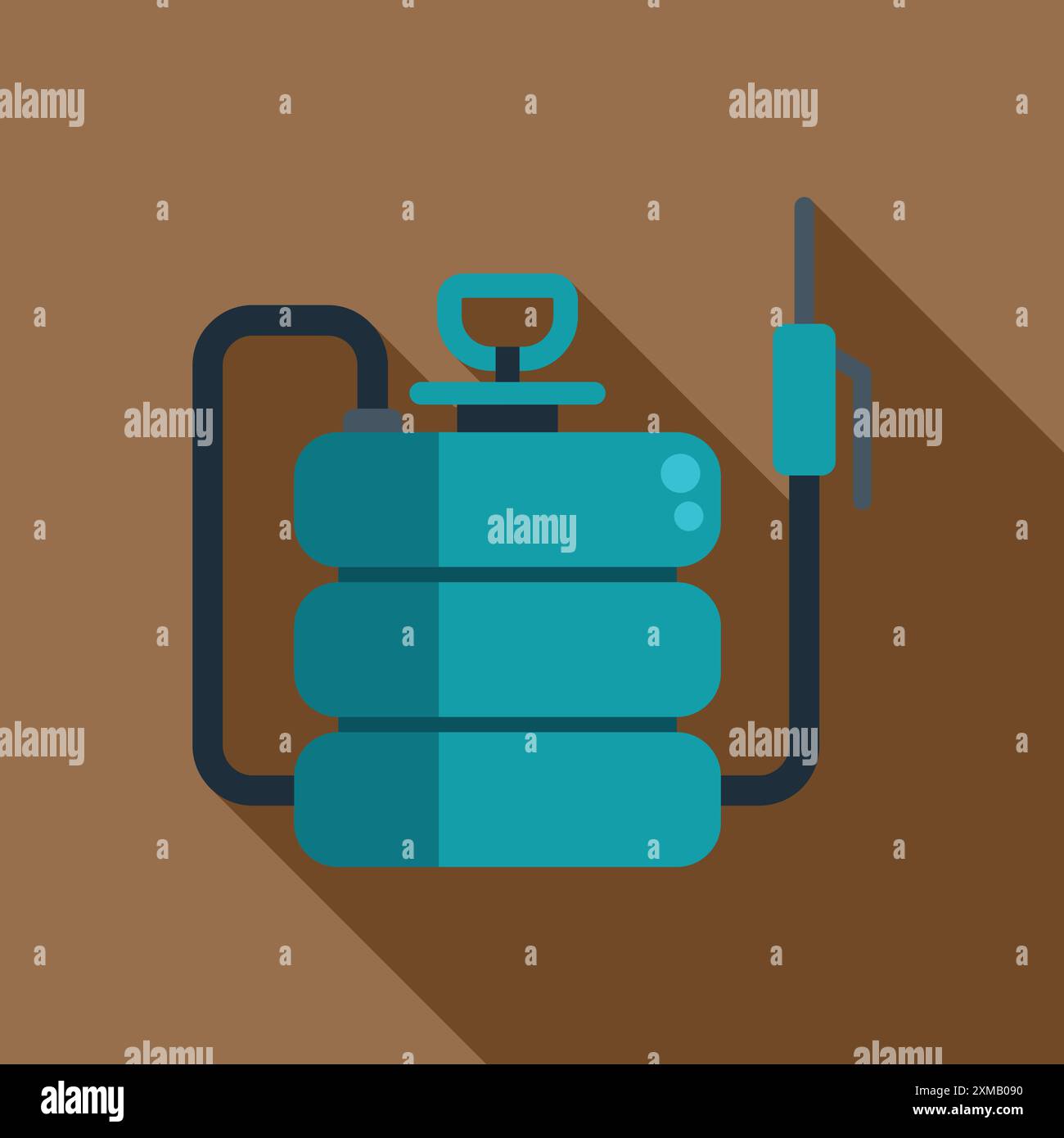 Blue pesticide sprayer icon in flat style with long shadow, isolated on ...
