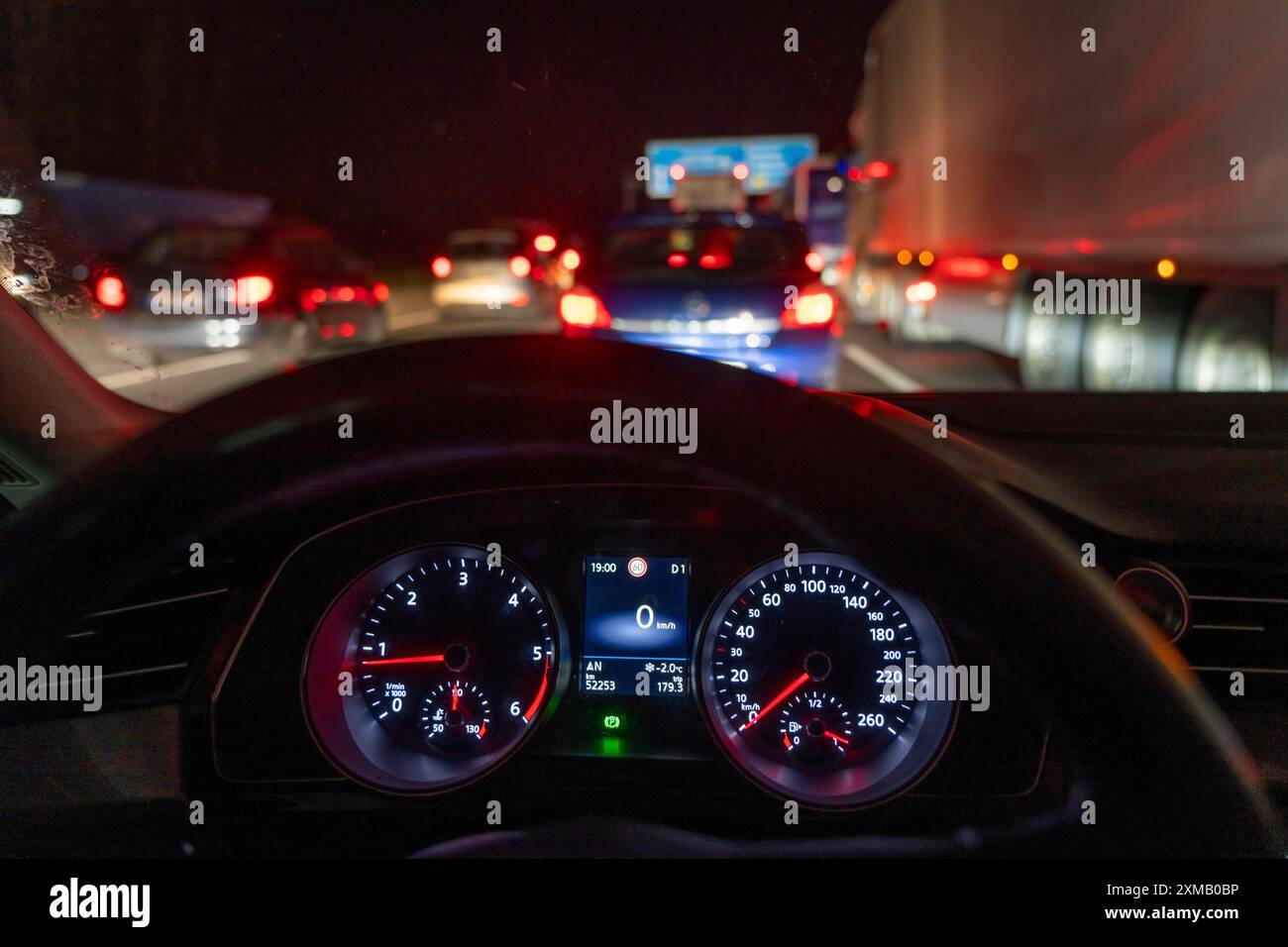 Traffic jam, motorway A3, near Mettmann, direction Oberhausen, partial ...