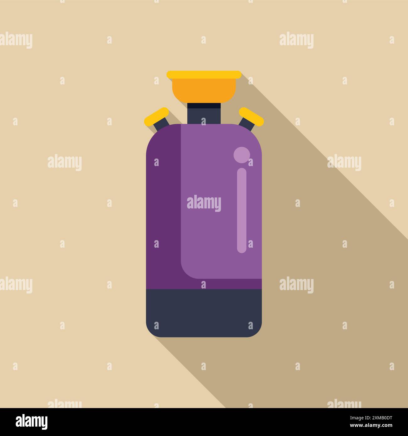 Purple gas cylinder with two valves for soda machine standing on light ...
