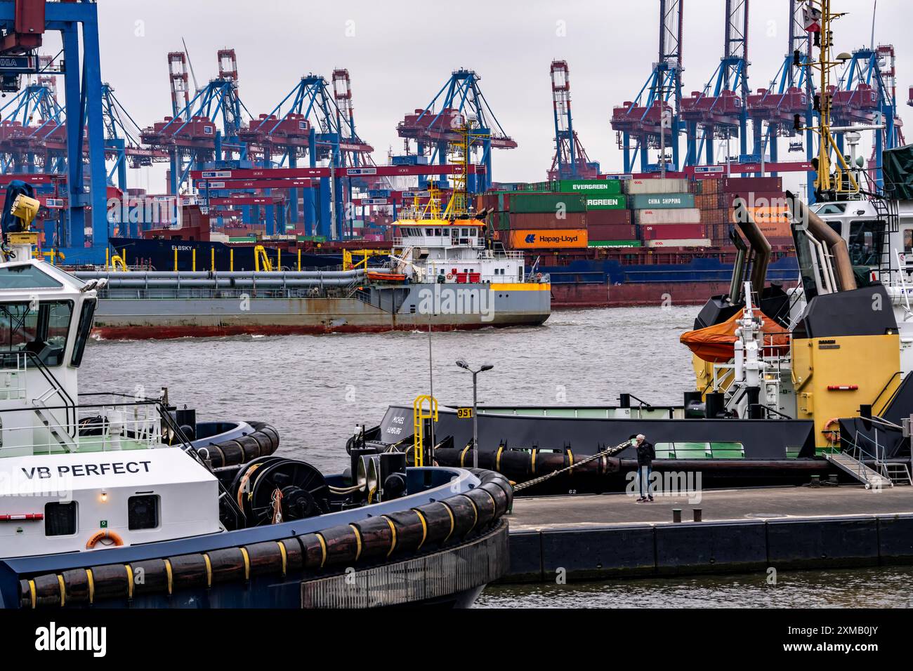 Port of Hamburg, HHLA Container Terminal Burchardkai, Athabaskakai, on ...