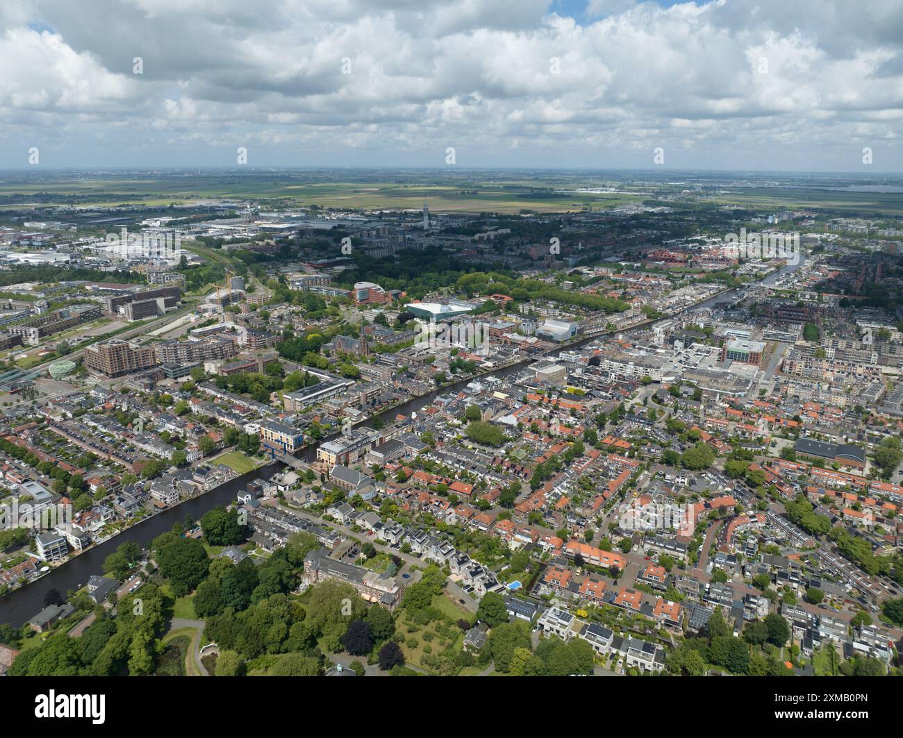 Alphen aan den Rijn, South Holland, The Netherlands. Aerial drone city ...