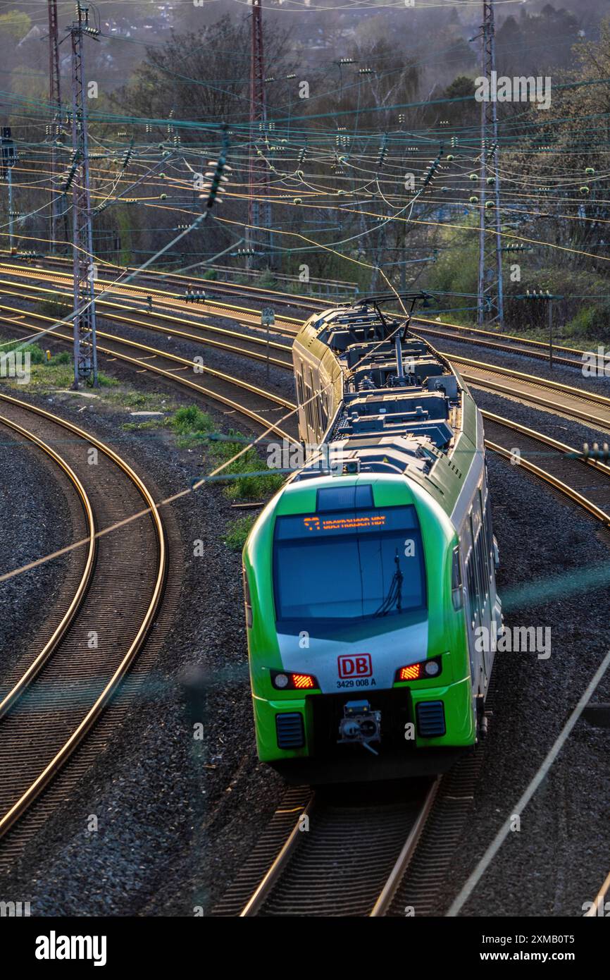 S-Bahn train on the tracks, railway layout, railway line west of the ...