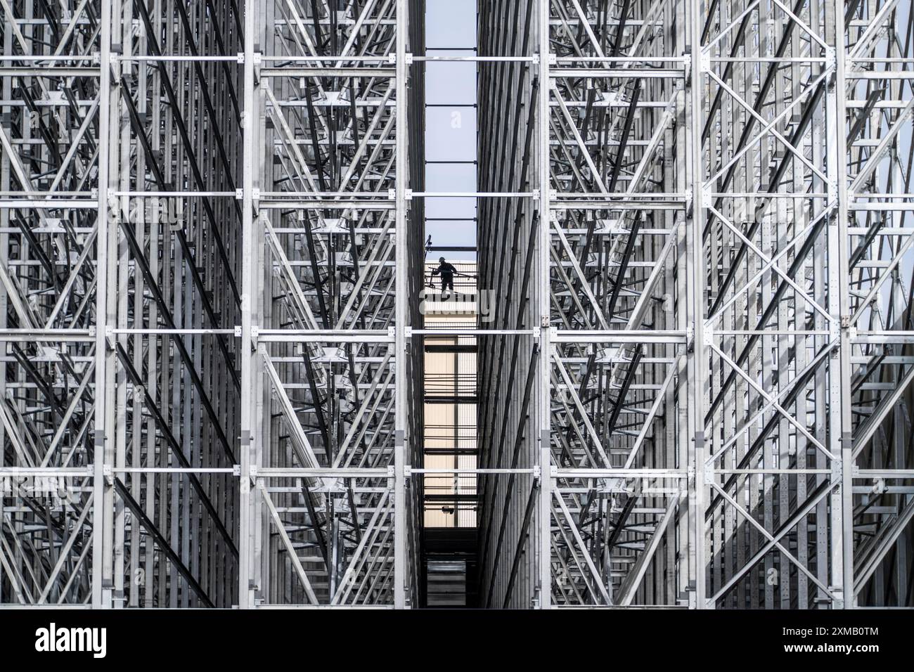 Construction of a high-bay warehouse, storage system for high space ...