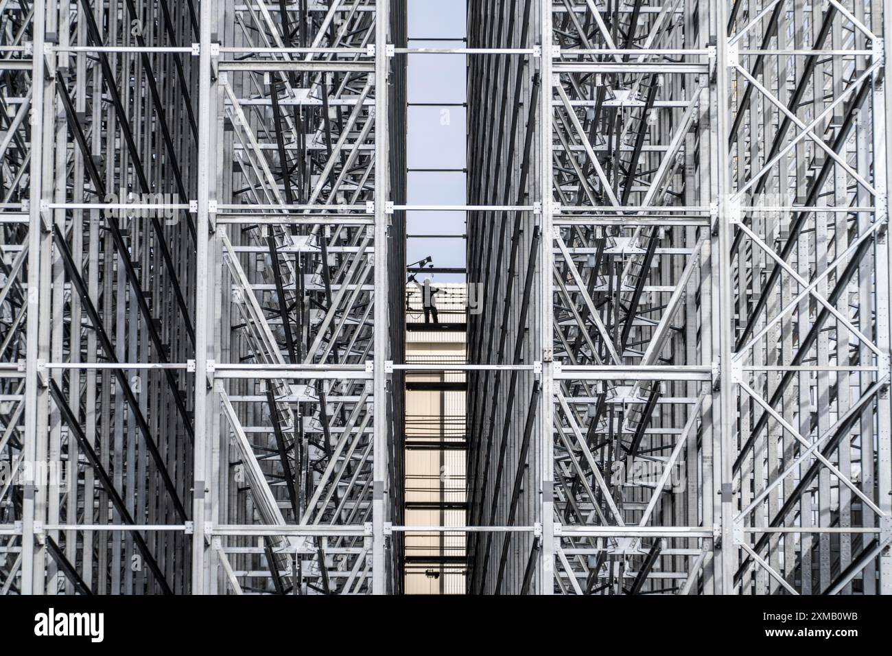 Construction of a high-bay warehouse, storage system for high space ...