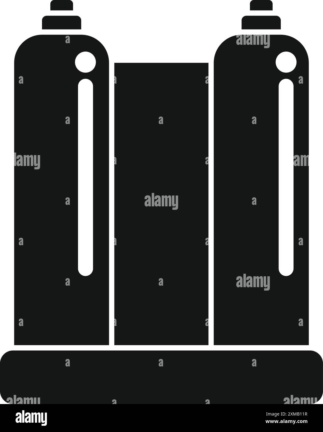 Black double oxygen tank icon in simple style isolated on white ...