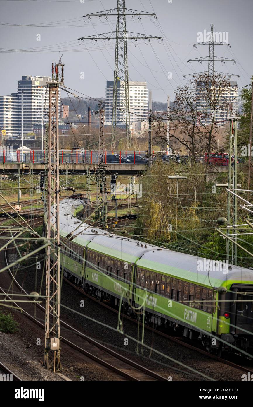 Flixtrain train on the railway line between Muelheim an der Ruhr, and ...
