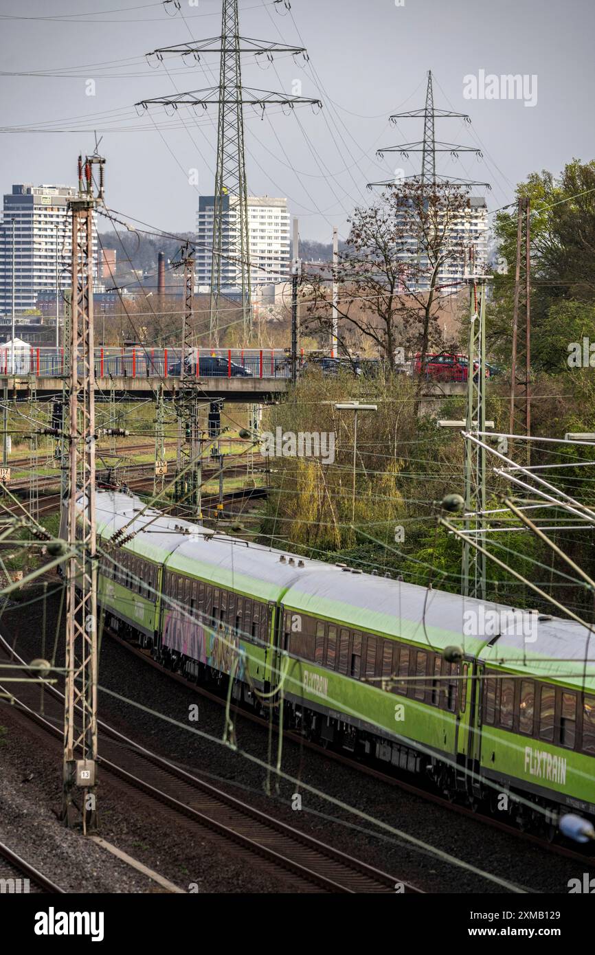 Flixtrain train on the railway line between Muelheim an der Ruhr, and ...