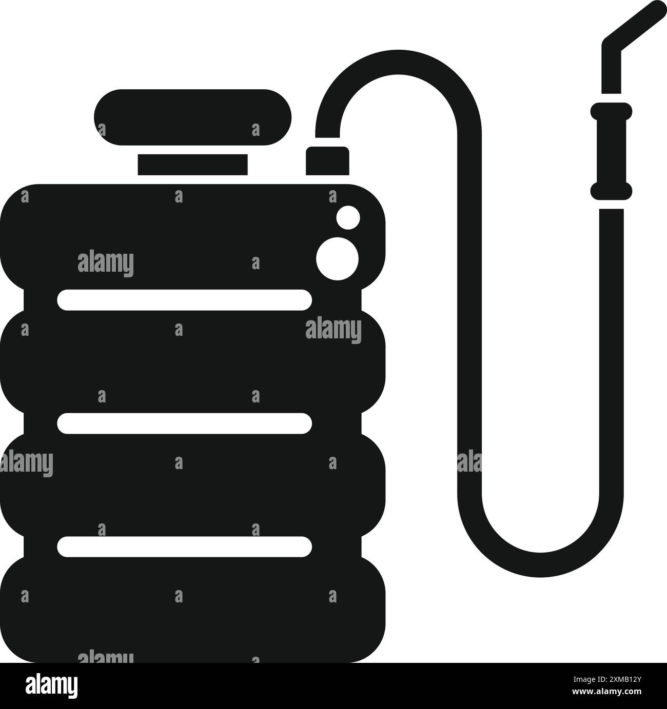 Black glyph icon of a manual pump sprayer, commonly used for gardening ...