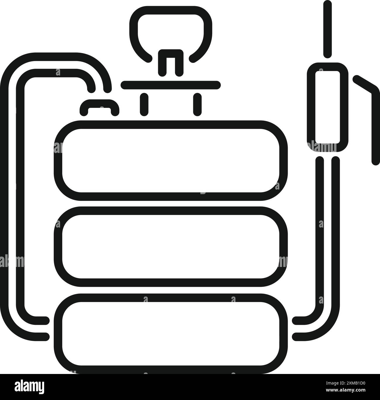 Line drawing of gas welding equipment with three cylinders, pipes and ...