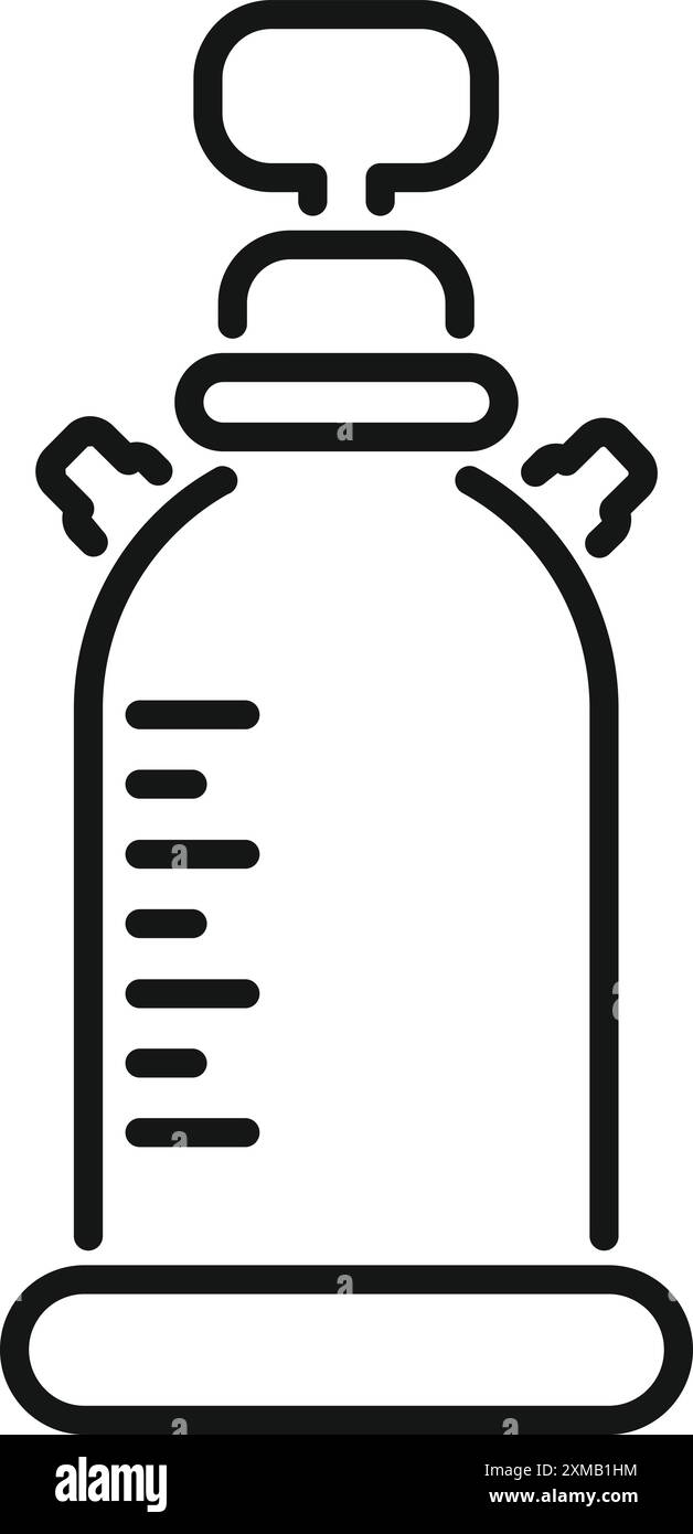 Line art icon of laboratory glassware with scale, used for chemical ...
