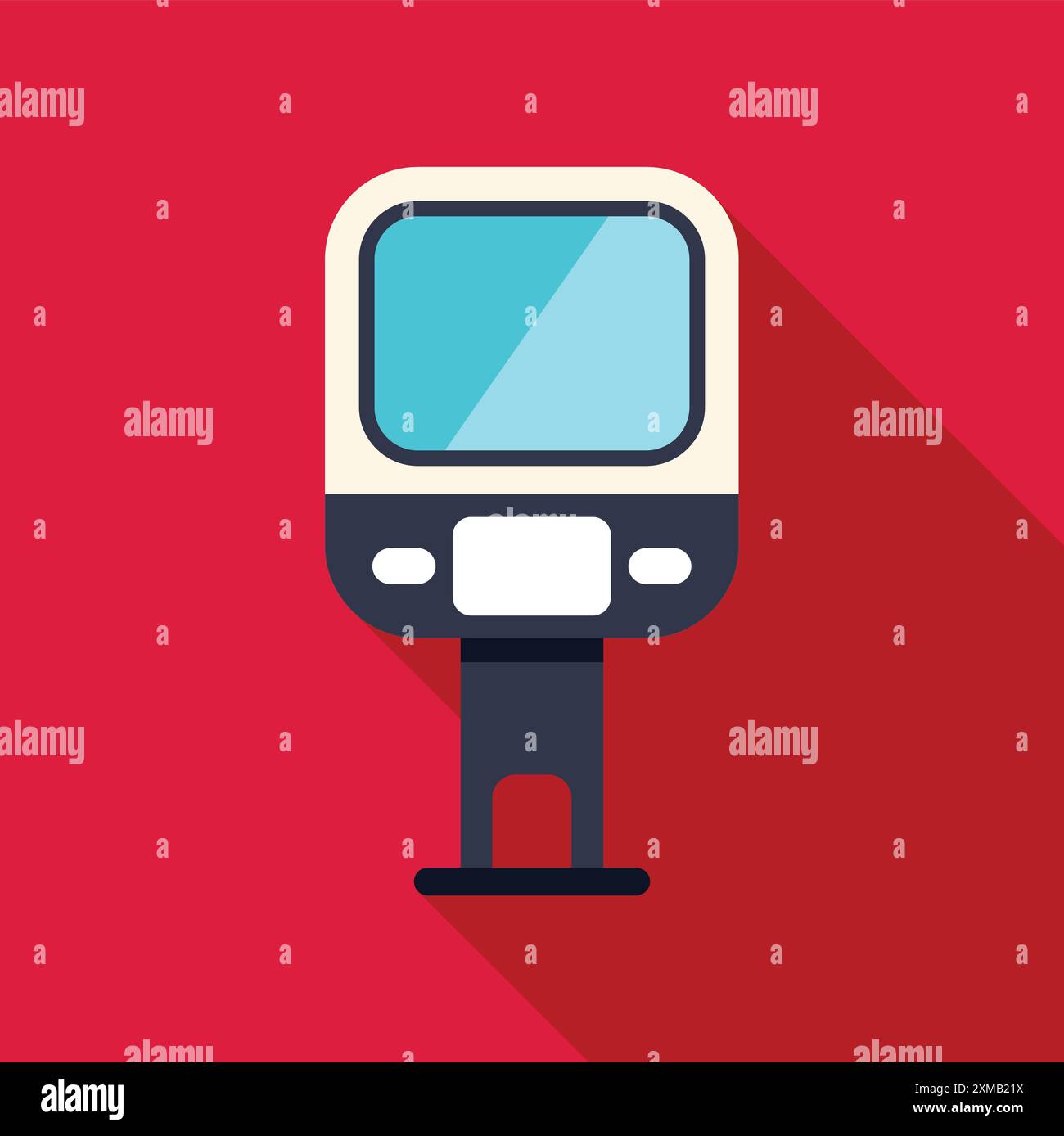 Minimalist icon of a train arriving at a station, casting a long shadow ...