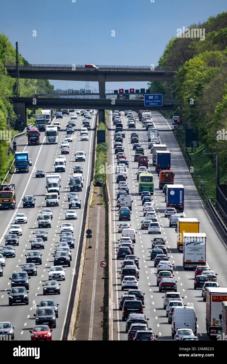 The A3 motorway, heavy traffic on 8 lanes, including the temporarily ...