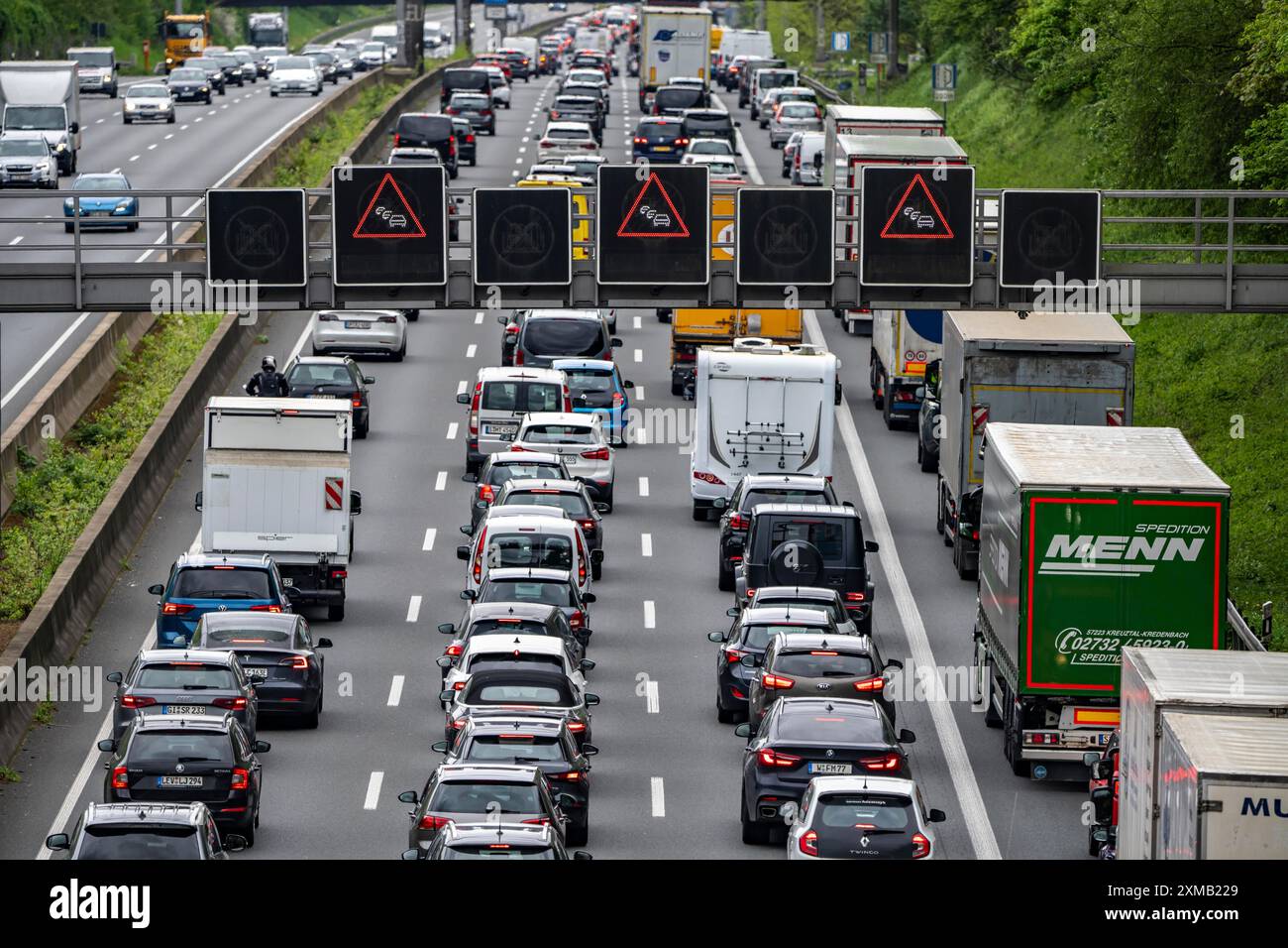 The A3 motorway, heavy traffic on 8 lanes, including the temporarily ...