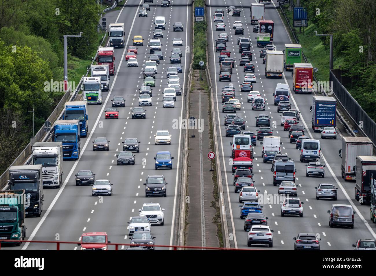The A3 motorway, heavy traffic on 8 lanes, including the temporarily ...