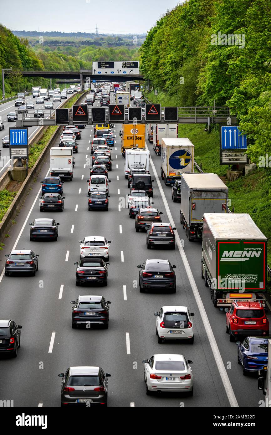 The A3 motorway, heavy traffic on 8 lanes, including the temporarily ...