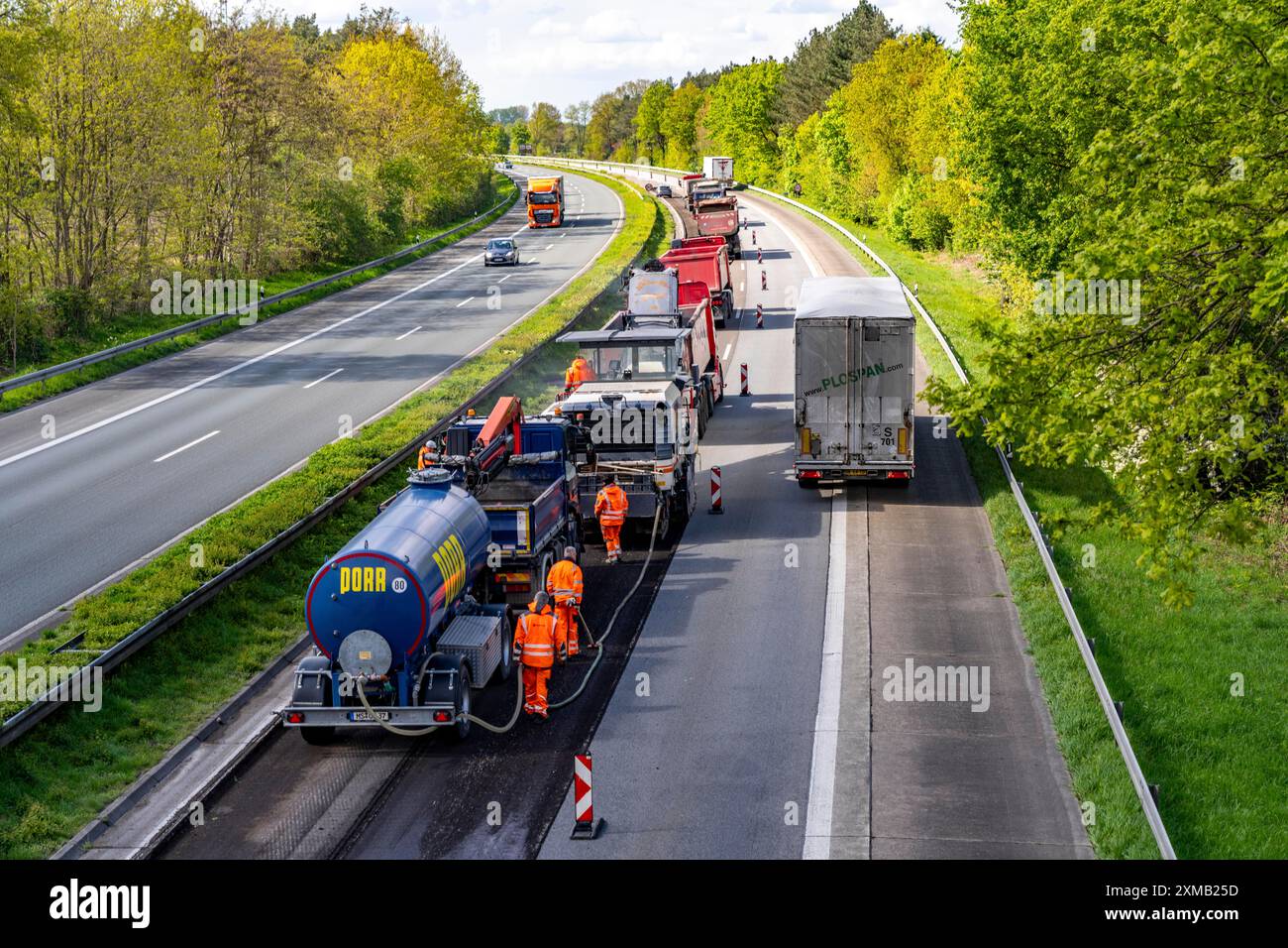 Motorway construction site on the A3 between Huenxe and Emmerich, in ...