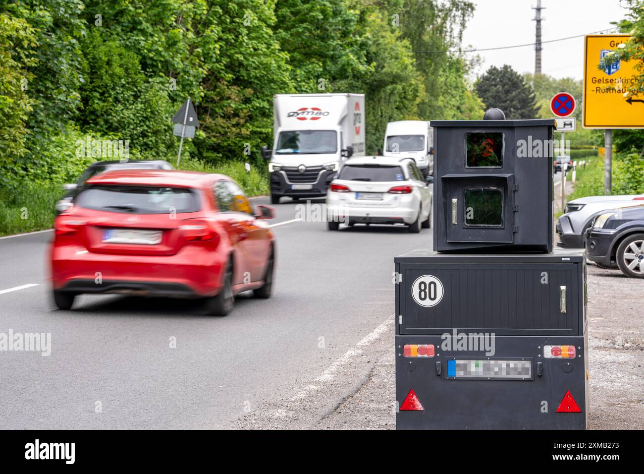 Semi-stationary speed camera on the B227, Hattinger Strasse, used by ...