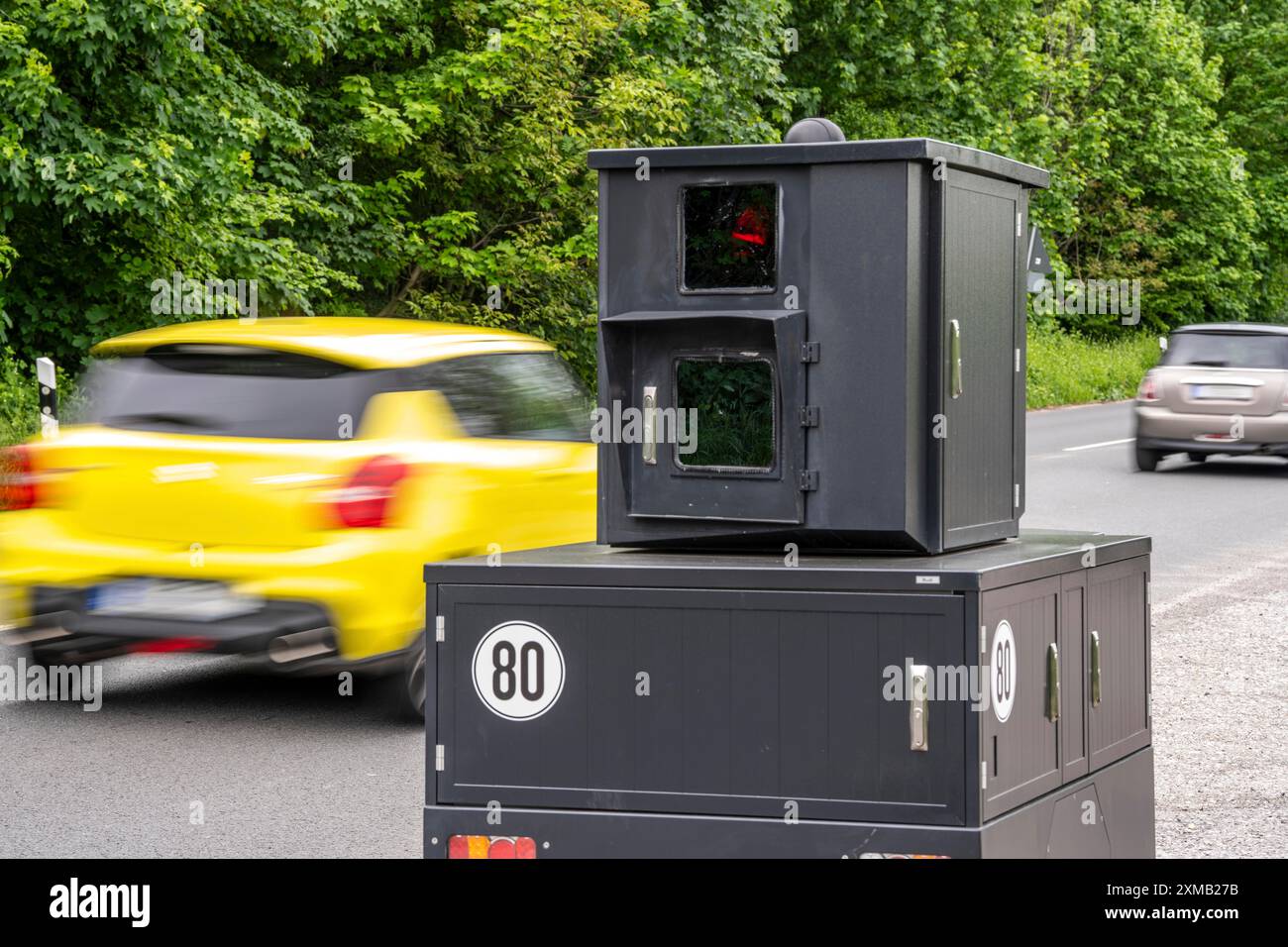 Semi-stationary speed camera on the B227, Hattinger Strasse, used by ...
