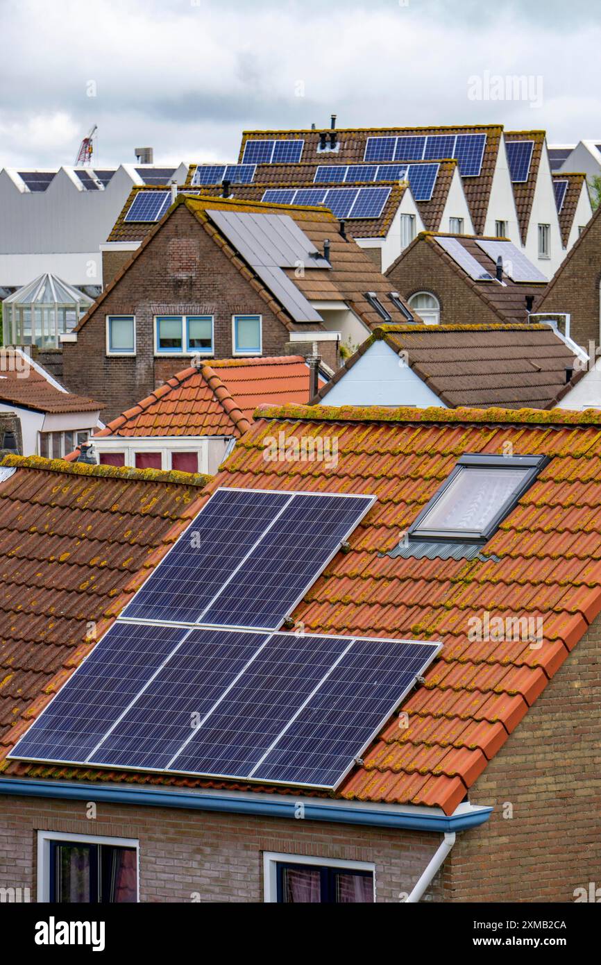Solar modules on roofs, on pitched roofs of residential buildings ...