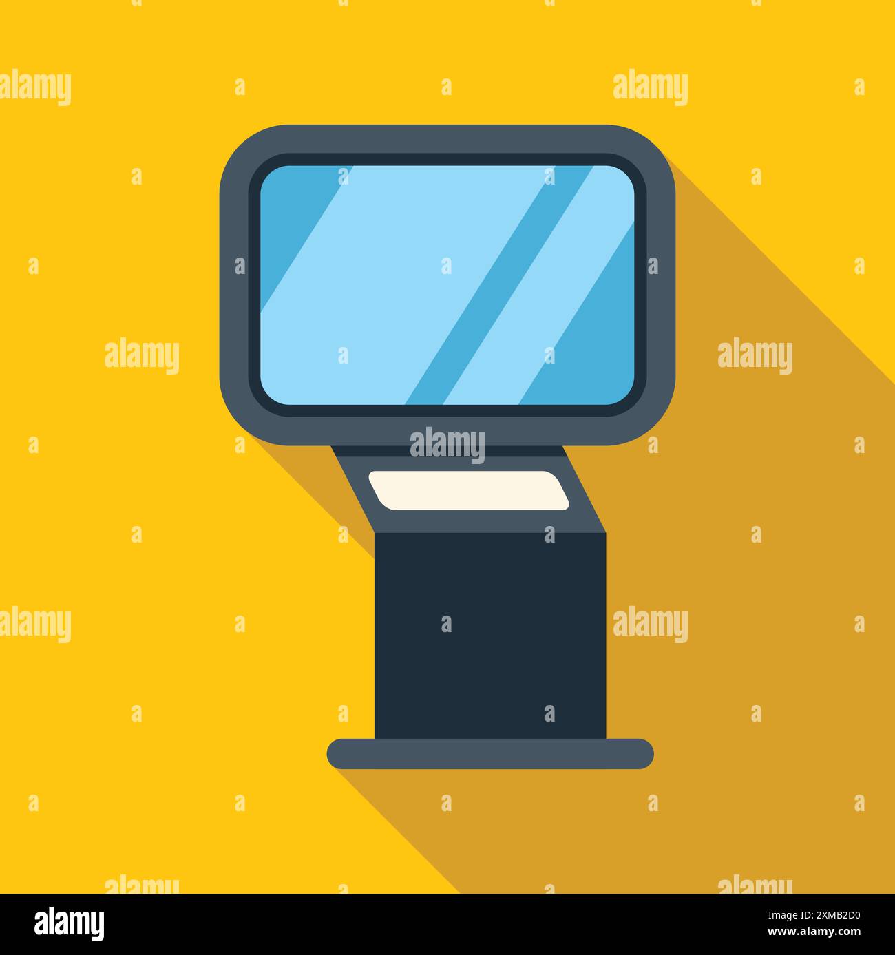 Information kiosk providing guidance and details with interactive display on a yellow background ...