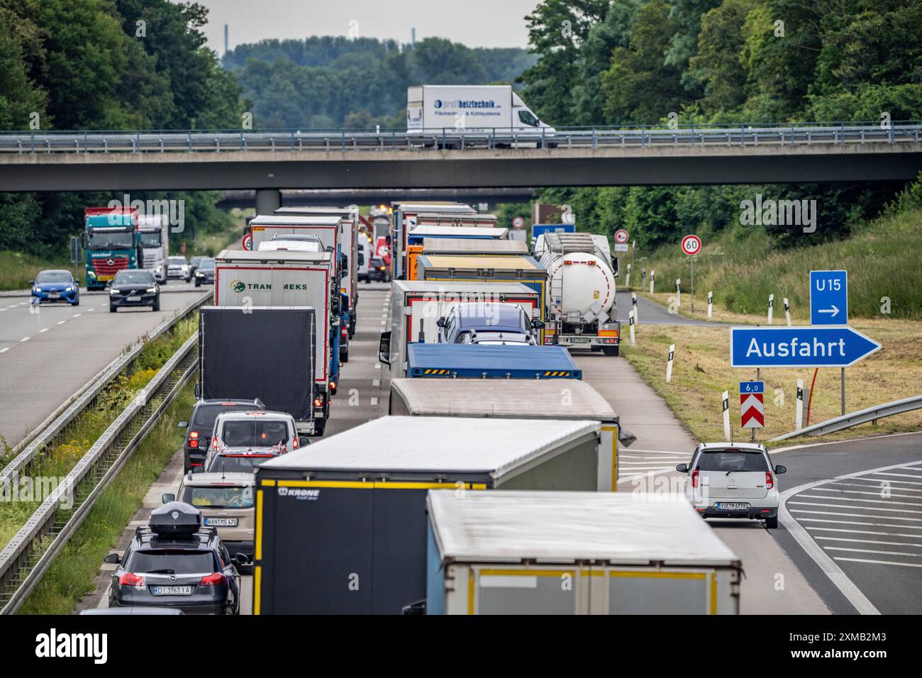 9 km long traffic jam on the A40 motorway heading east, between the ...
