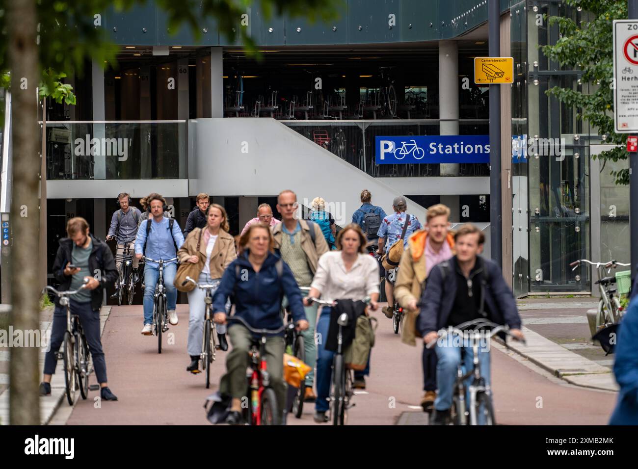 Entrance and exit of the bicycle car park at Utrecht Centraal station, Stationsplein, over 13 ...