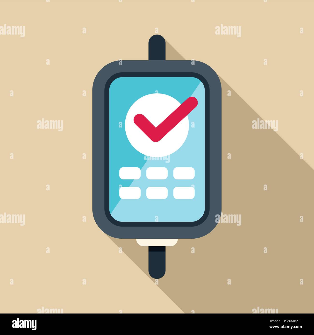 Electronic terminal is validating a payment with a checkmark icon ...