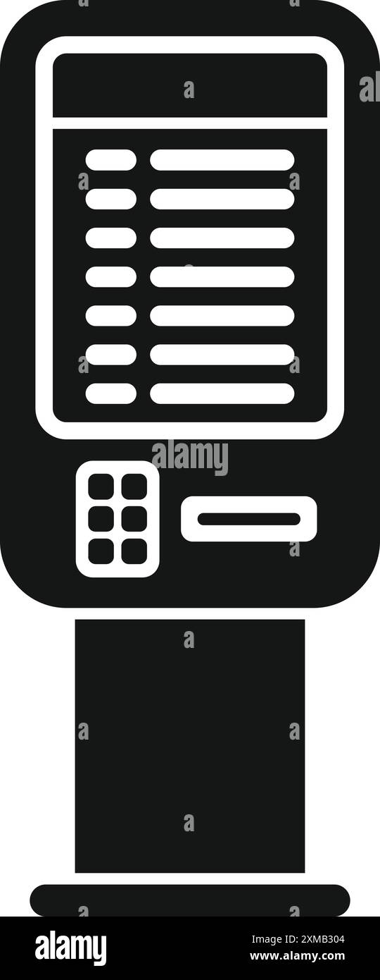 Black glyph icon for self ordering payment terminal kiosk standing on white background Stock ...