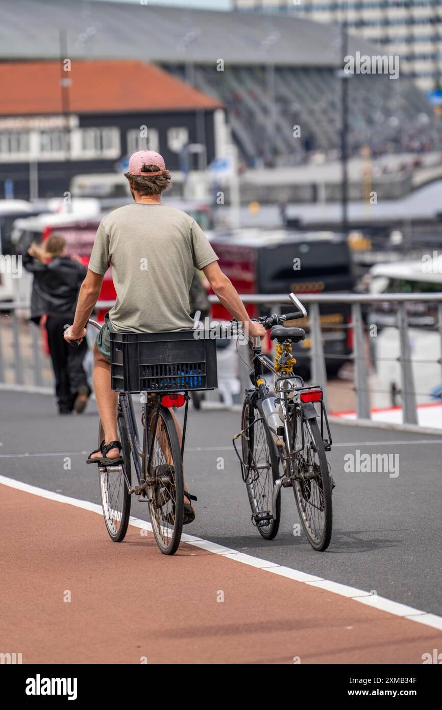 Cycle path in Amsterdam, two-wheel transport next to the bicycle ...