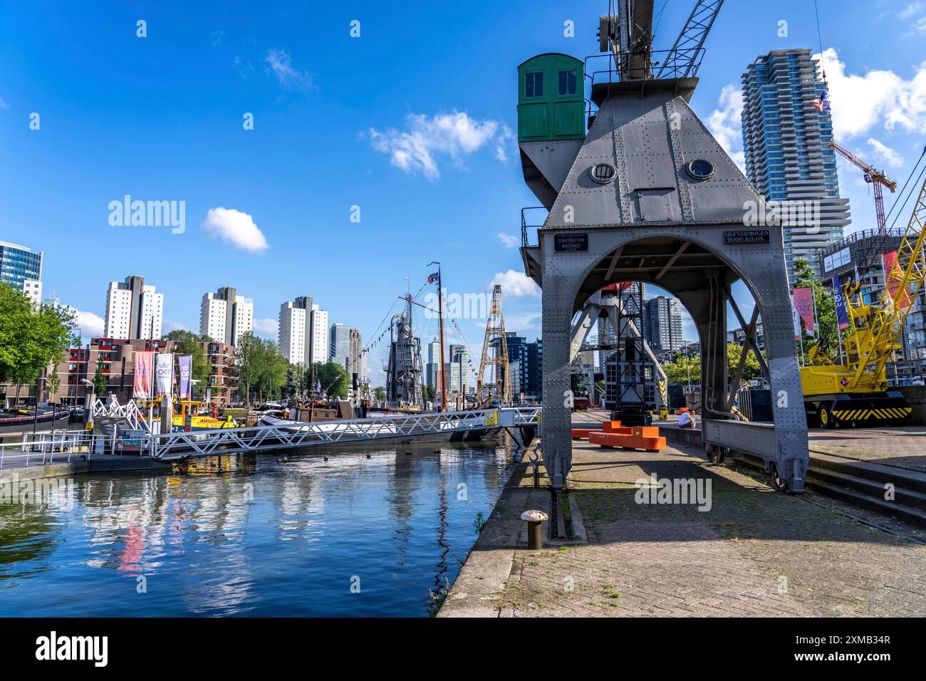 The Maritime Museum, outdoor area in the Leuvehaven, in Rotterdam, many ...