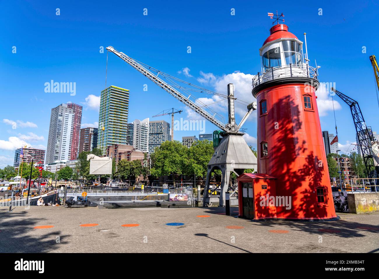 The Maritime Museum, outdoor area in the Leuvehaven, in Rotterdam, many ...