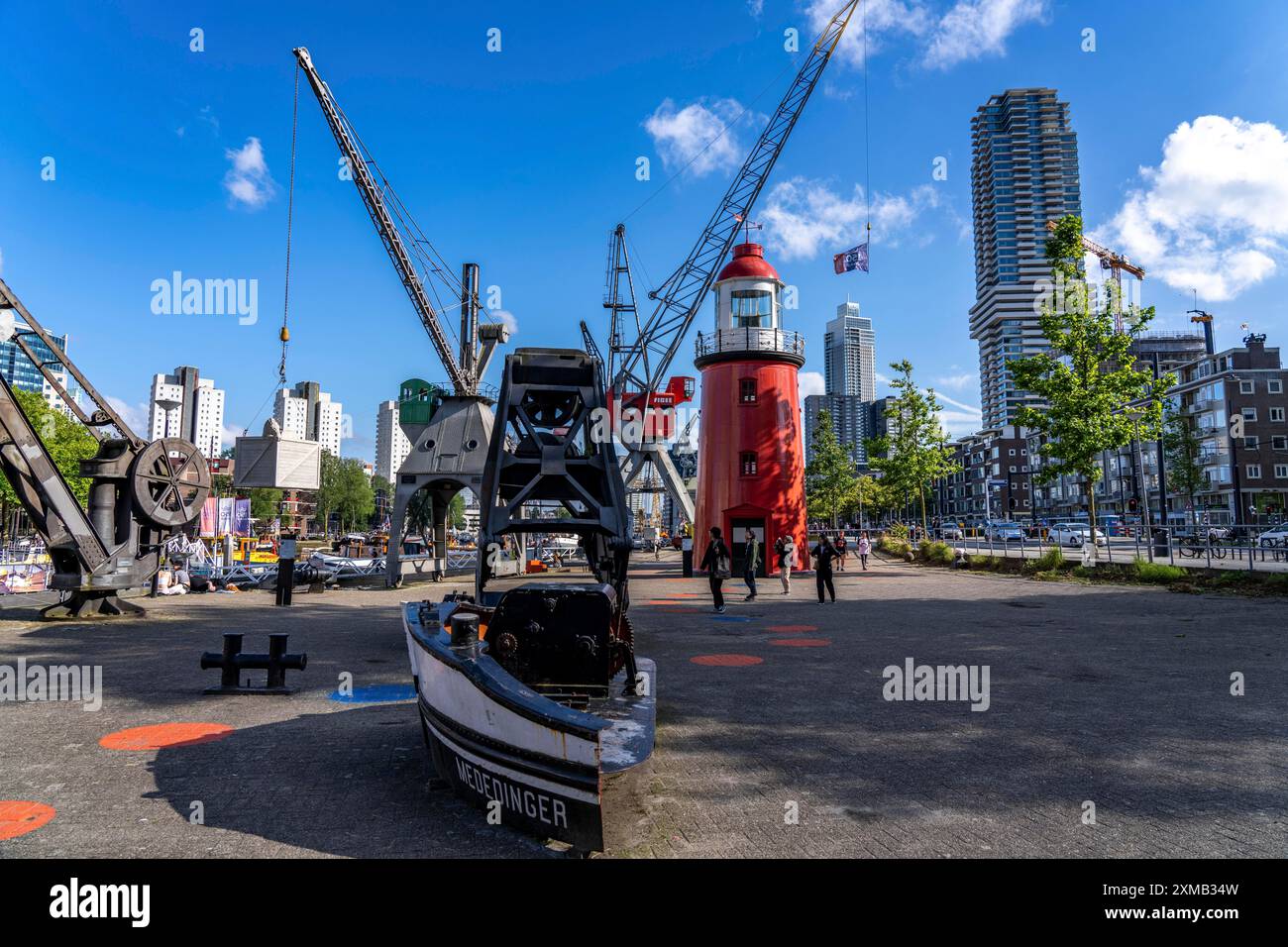 The Maritime Museum, outdoor area in the Leuvehaven, in Rotterdam, many ...
