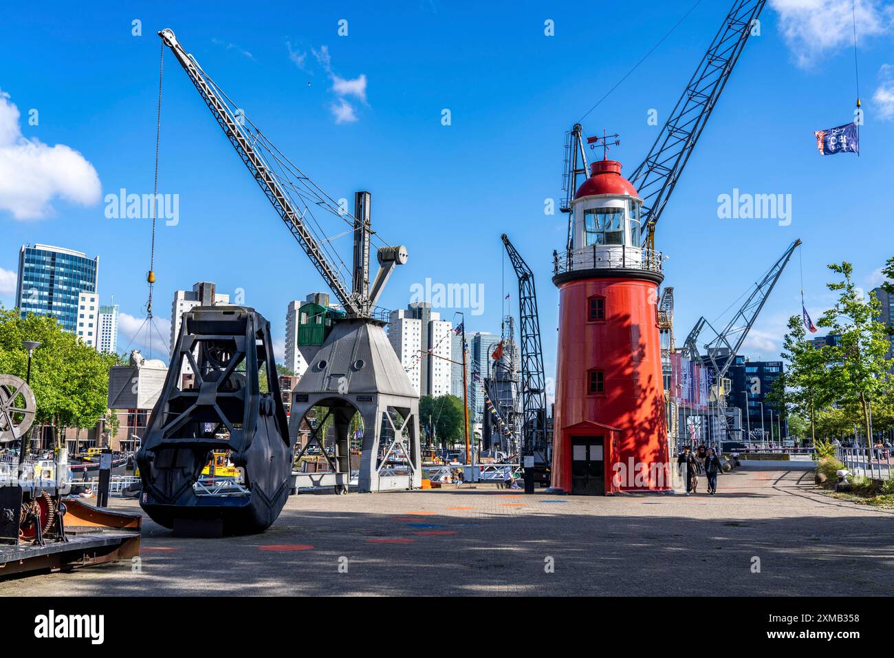 The Maritime Museum, outdoor area in the Leuvehaven, in Rotterdam, many ...