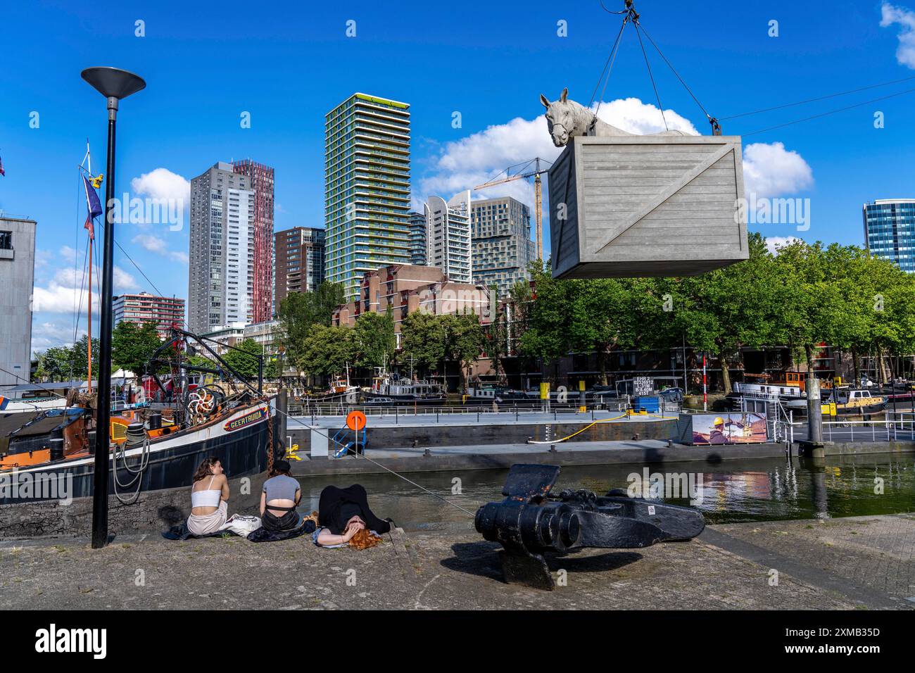 The Maritime Museum, outdoor area in the Leuvehaven, in Rotterdam, many ...