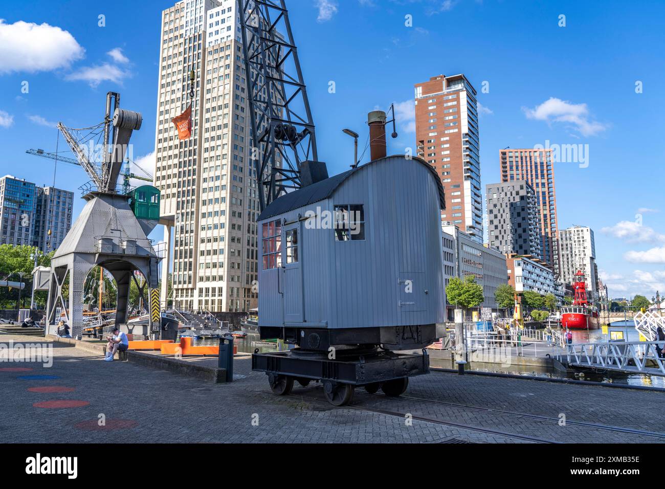 The Maritime Museum, outdoor area in the Leuvehaven, in Rotterdam, many ...