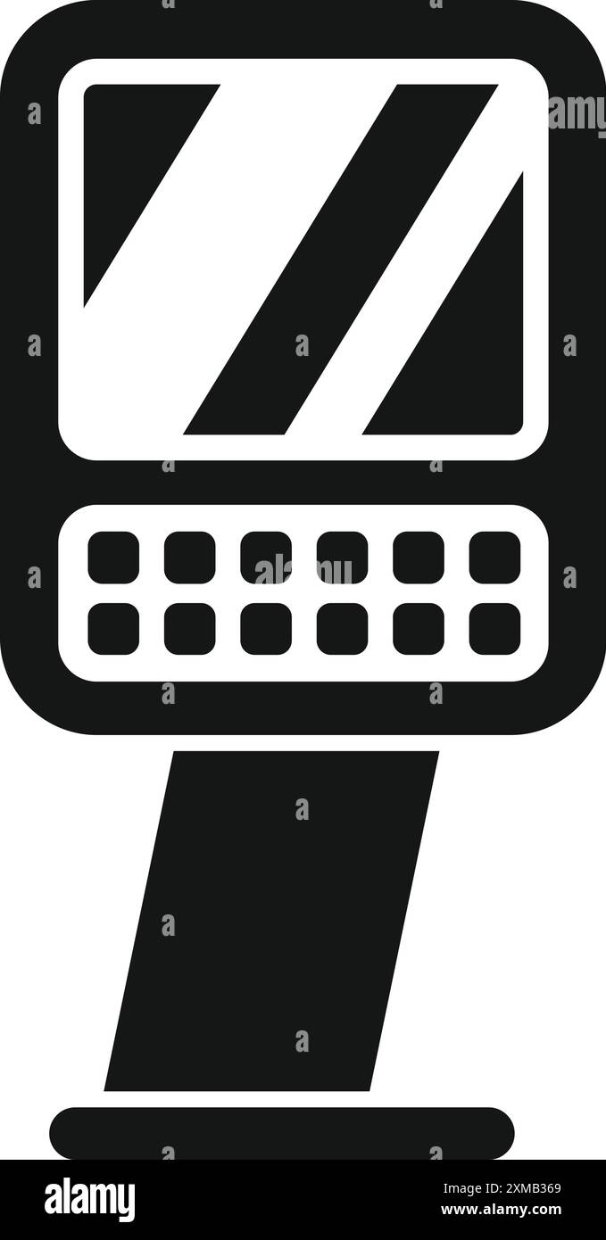 Black glyph icon for a parking meter displaying payment information ...