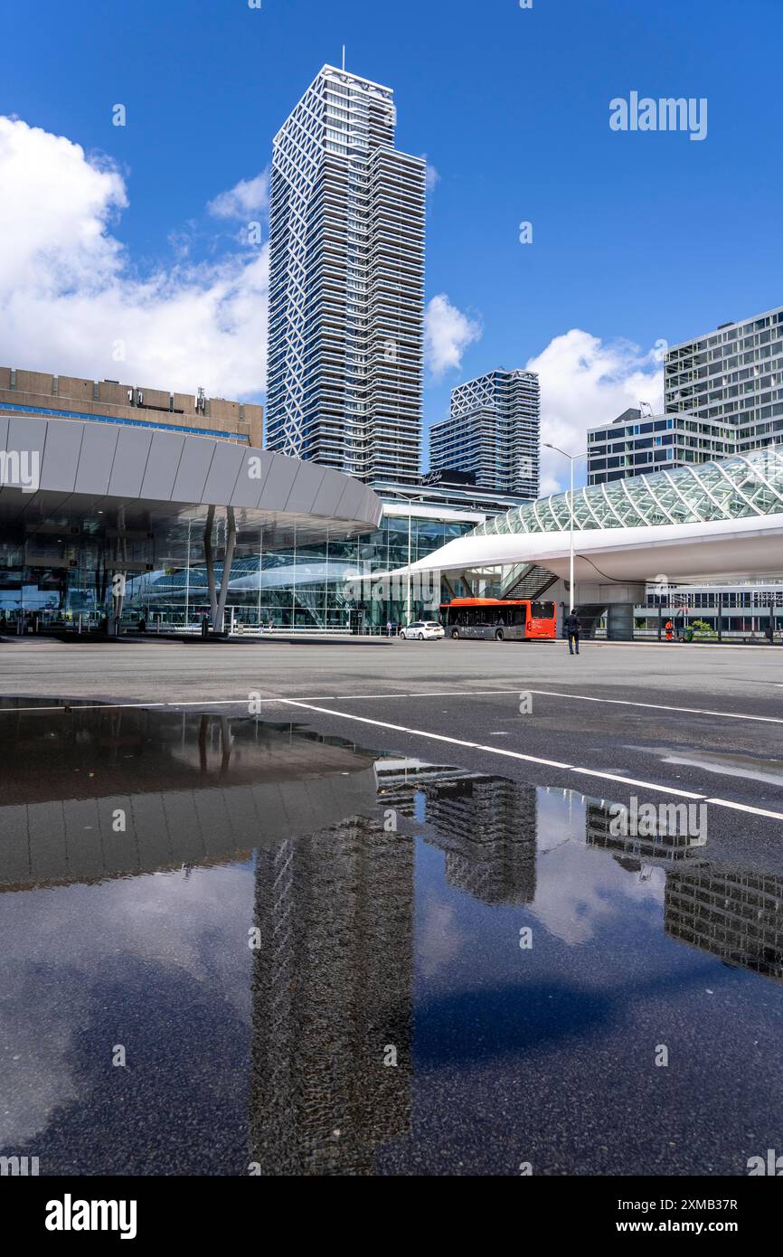 Bus station, public transport connection at The Hague Central Station ...