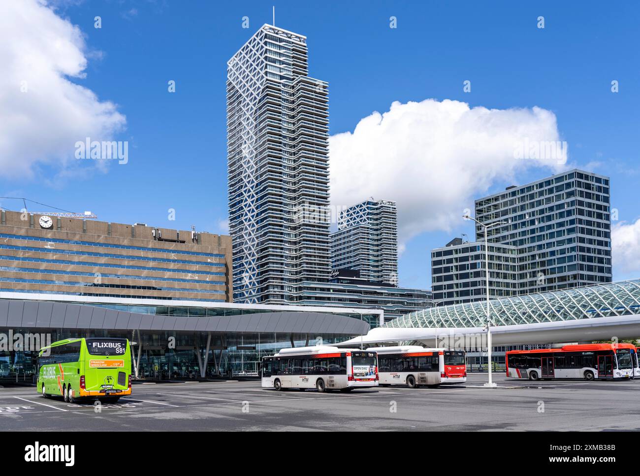 Bus station, public transport connection at The Hague Central Station ...
