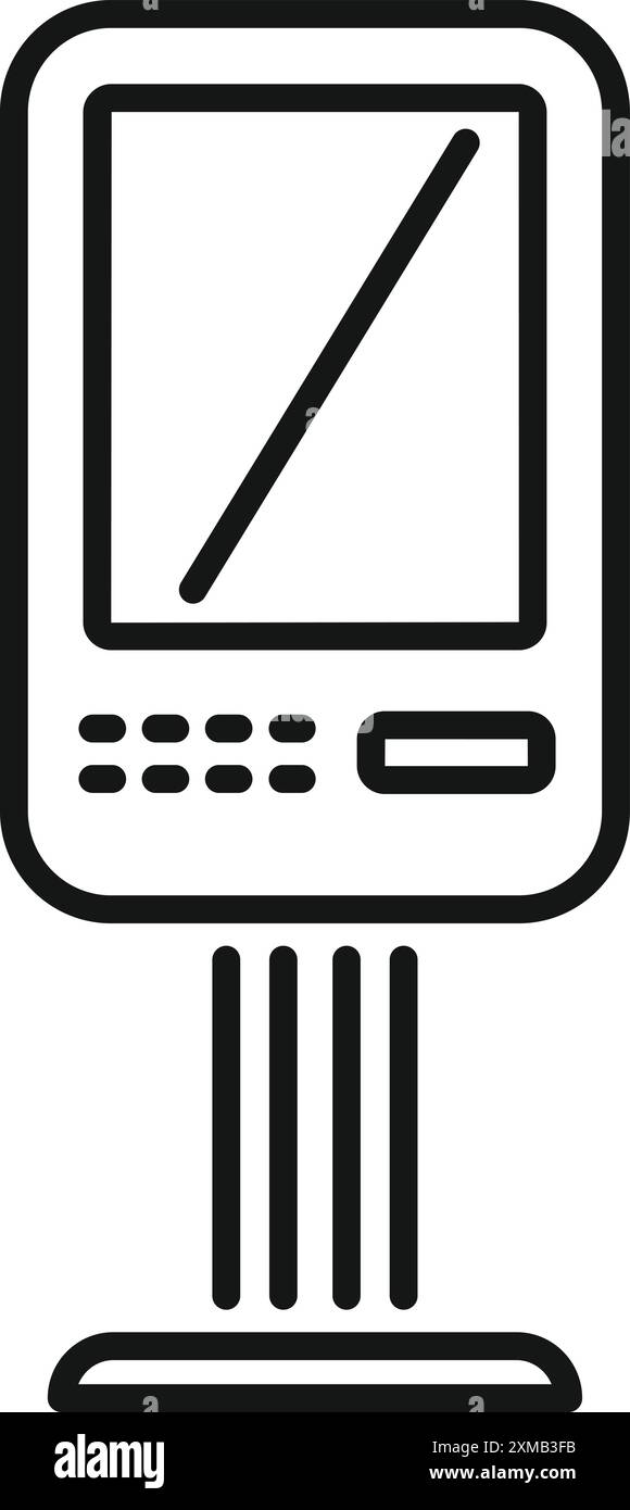 Line icon of an information kiosk with a blank screen, providing ...