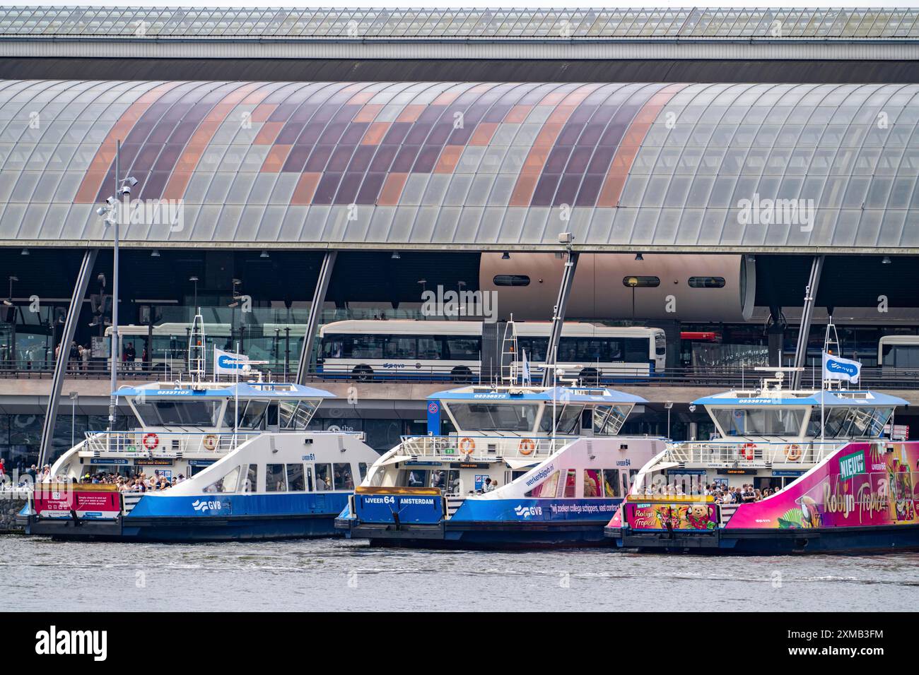 GVB ferries for pedestrians and cyclists across the river Ij, to ...