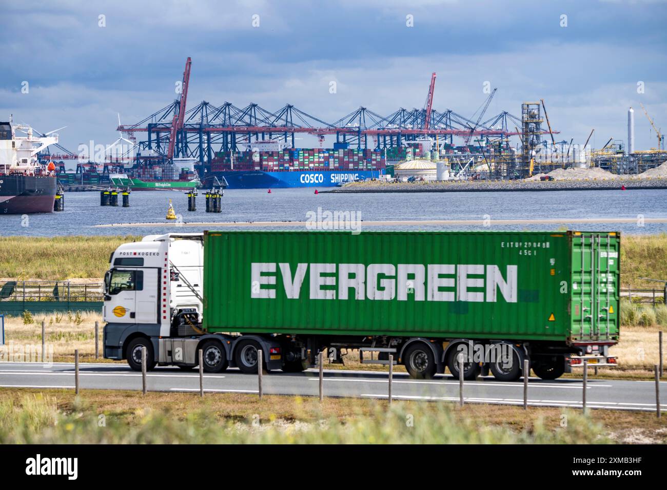 The seaport of Rotterdam, Netherlands, deep-sea port Maasvlakte 2, on a ...