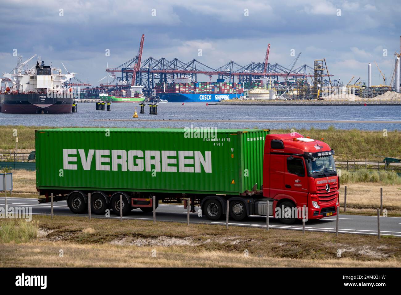 The seaport of Rotterdam, Netherlands, deep-sea port Maasvlakte 2, on a ...