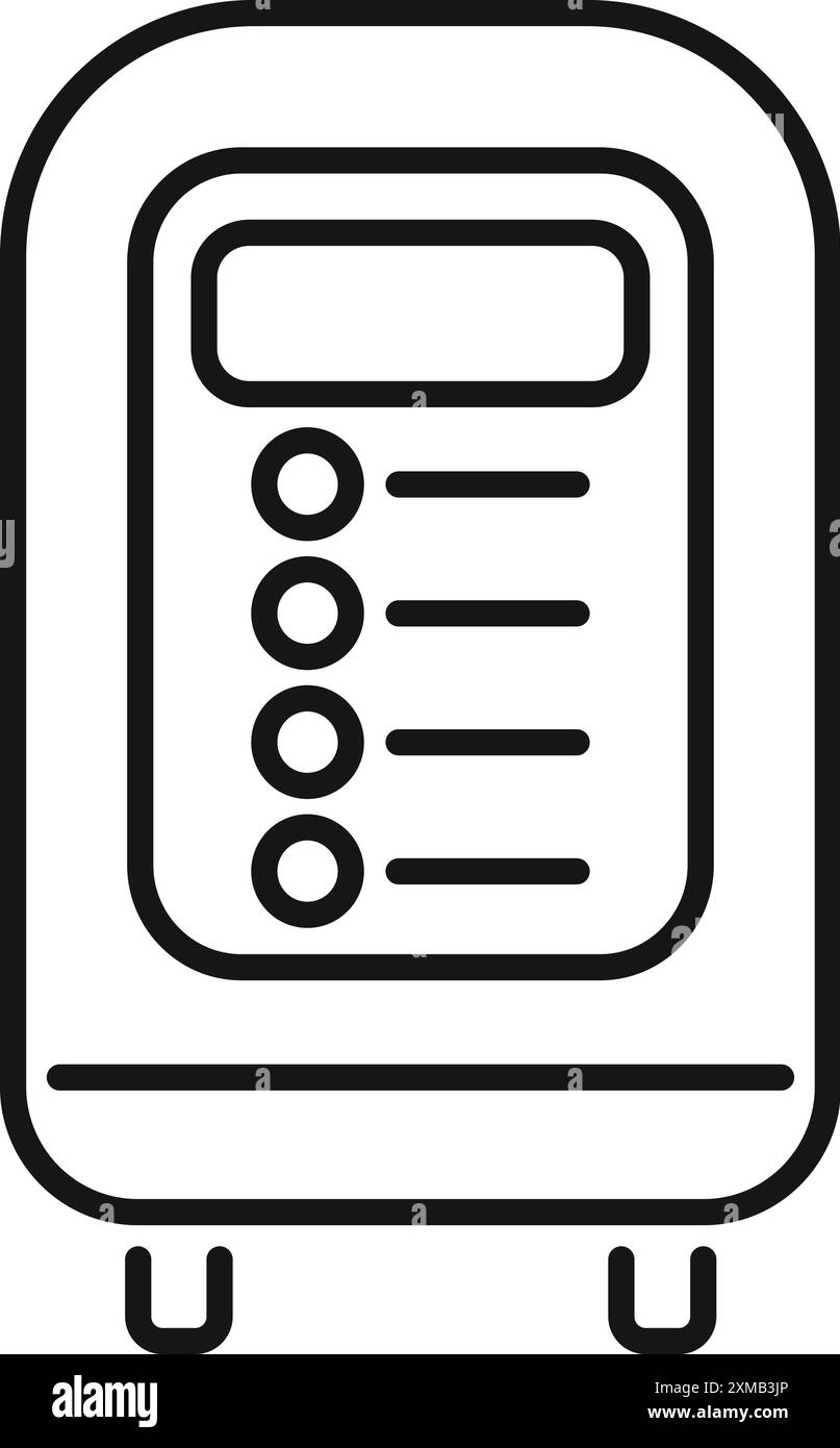 Line art icon of a boiler heating water with control panel displaying ...