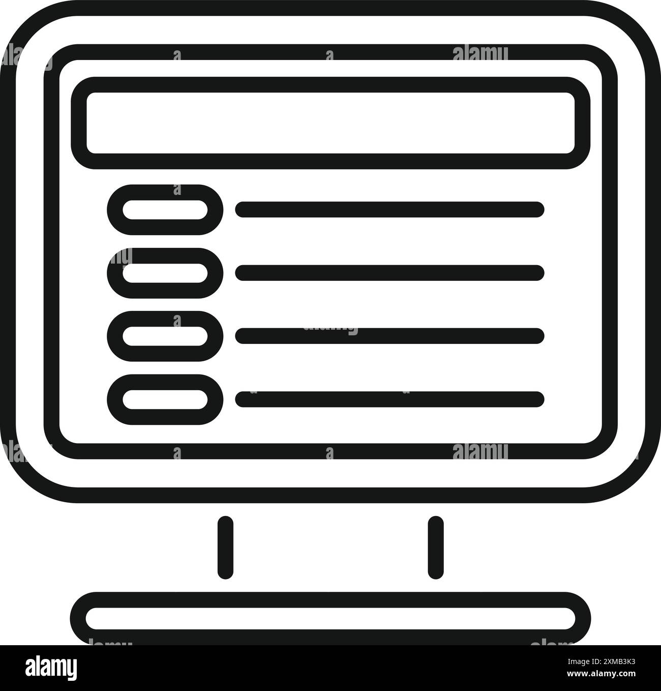 Simple icon of a multiple choice survey form being filled out on a computer screen Stock Vector ...