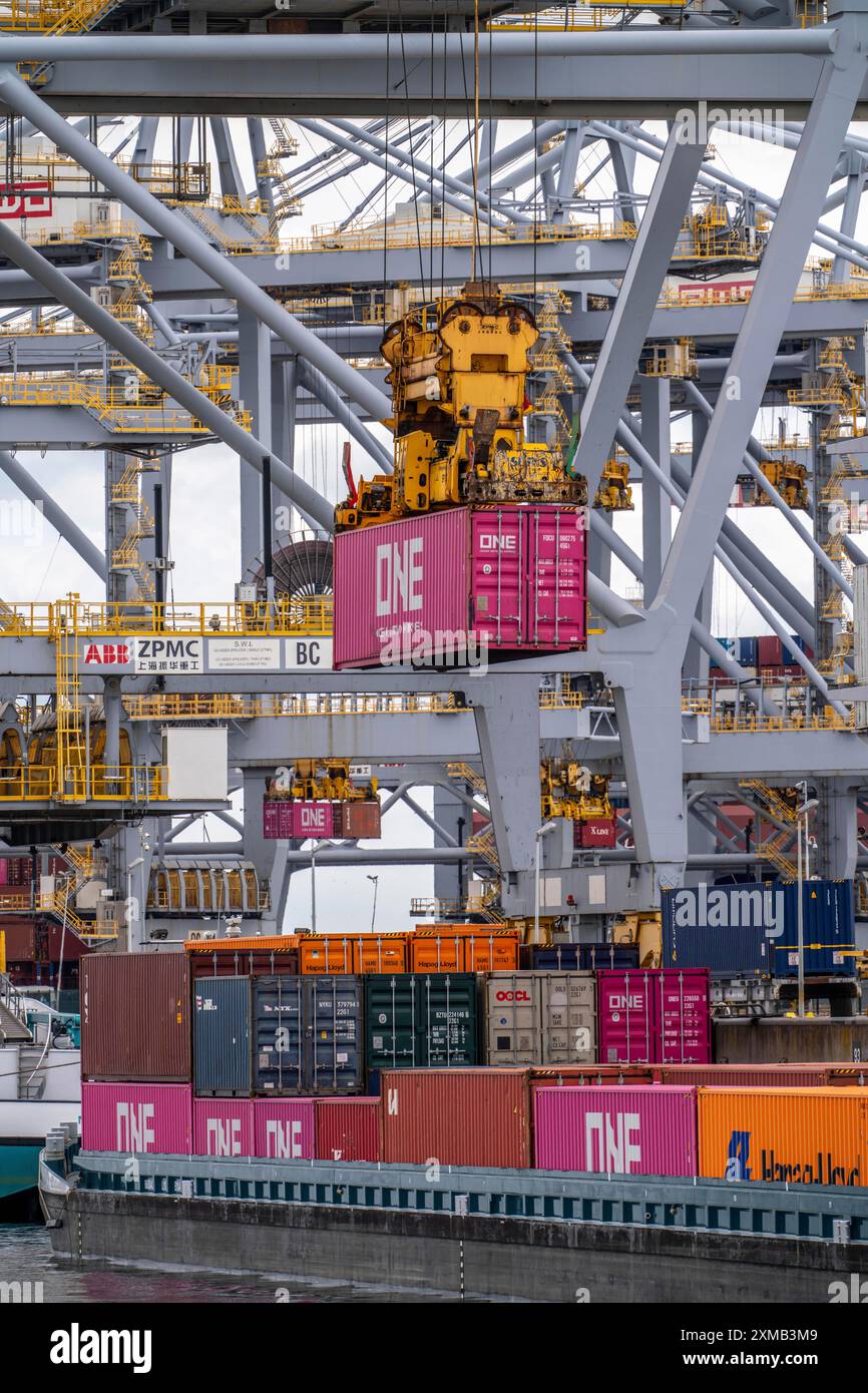 RWG Container Terminal, containers being loaded by crane, seaport of ...