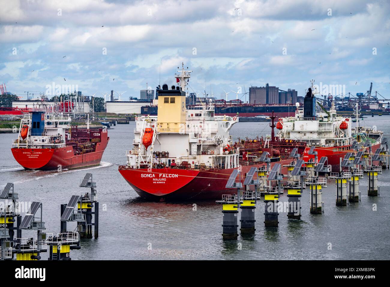 Tankers, in the petroleum harbour, seaport of Rotterdam, Maasvlakte ...
