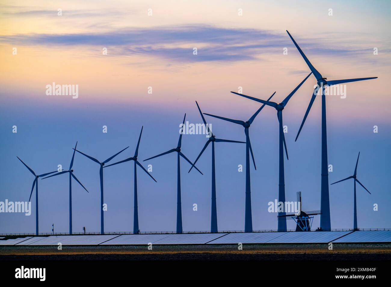 Windmill Poldermolen De Goliath stands between the high-tech wind ...