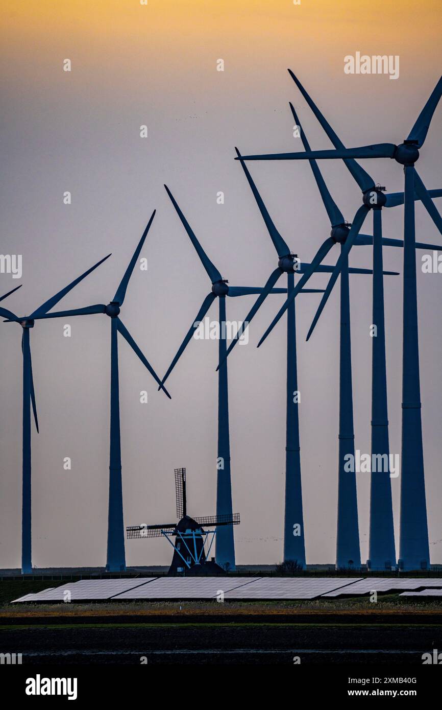 Windmill Poldermolen De Goliath stands between the high-tech wind ...